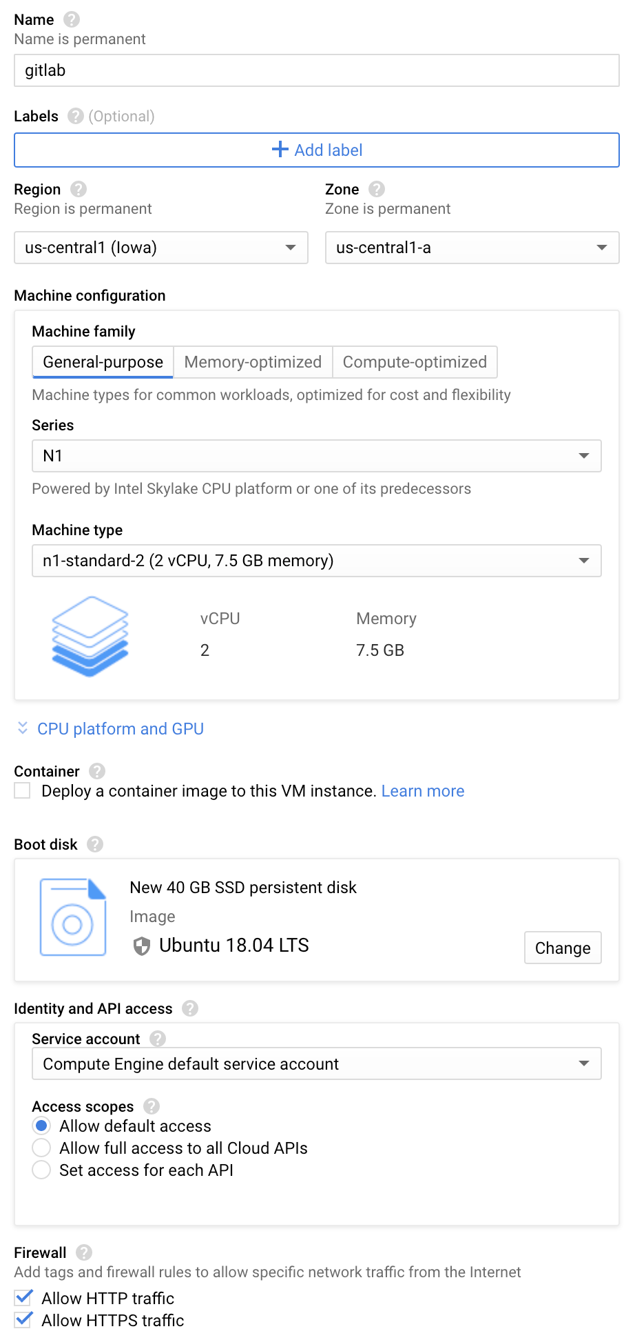 Index · Google cloud platform · Install · Help · GitLab
