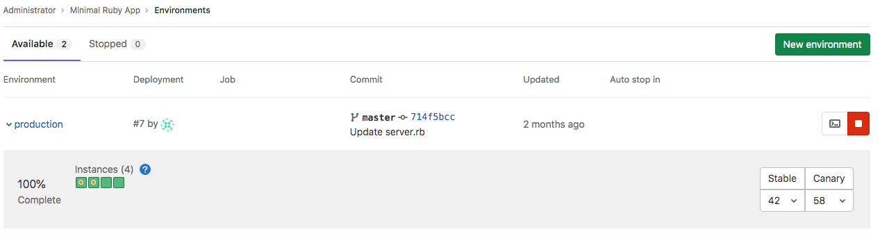Canary deployments · Project · User · Help · GitLab